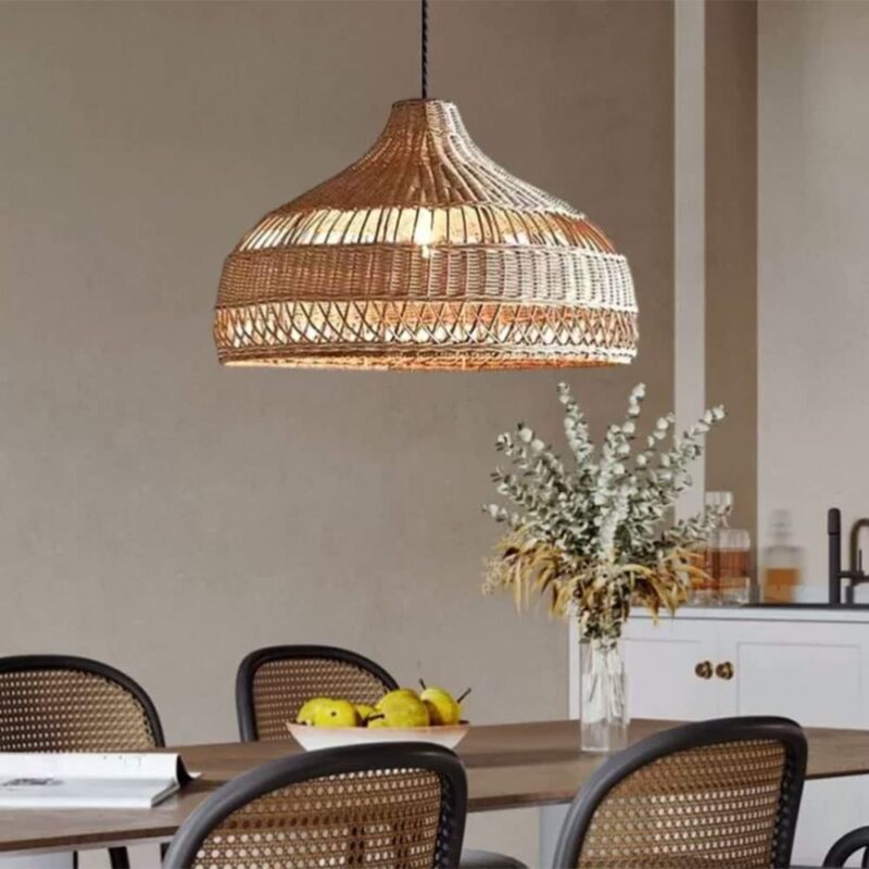 Rattan Radiant Pendant Lights Antique Wicker Lamp Shade