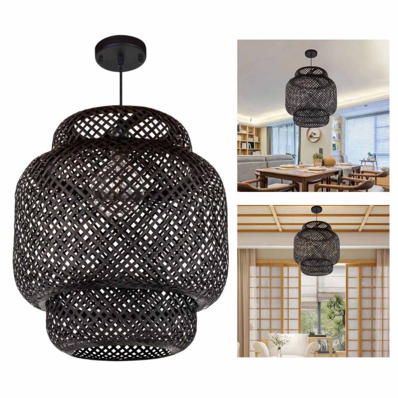 Bamboo Sinnerlig Pendant Lamp Wicker Lantern for Cozy Interiors