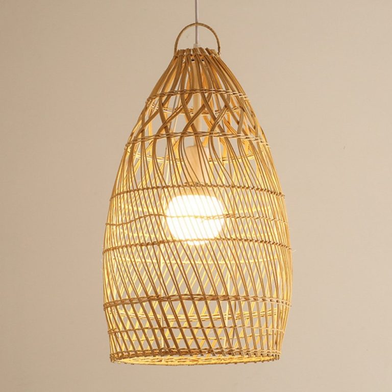 Petal Rattan Light Fixtures, Flower Rattan Ceiling Pendant Lamp