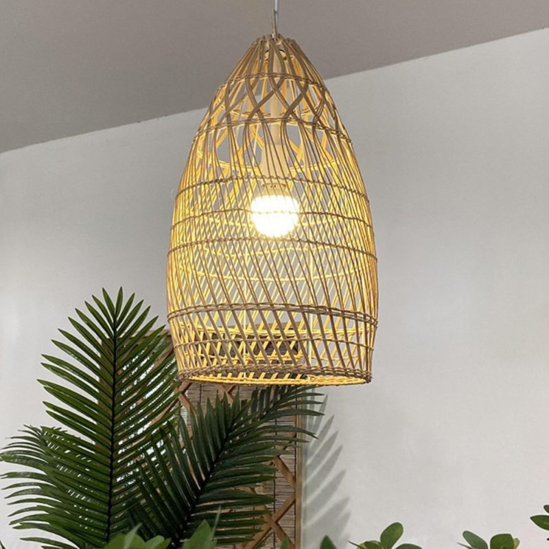 Petal Rattan Light Fixtures, Flower Rattan Ceiling Pendant Lamp