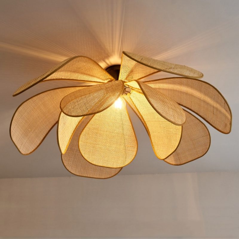 Creative Flower Rattan Pendant Light Fixture Hanging and Ceiling