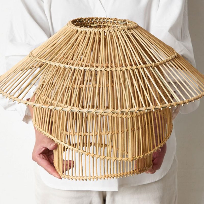 Boho Bamboo Pagoda Pendant Light, 3 Layered Chandelier