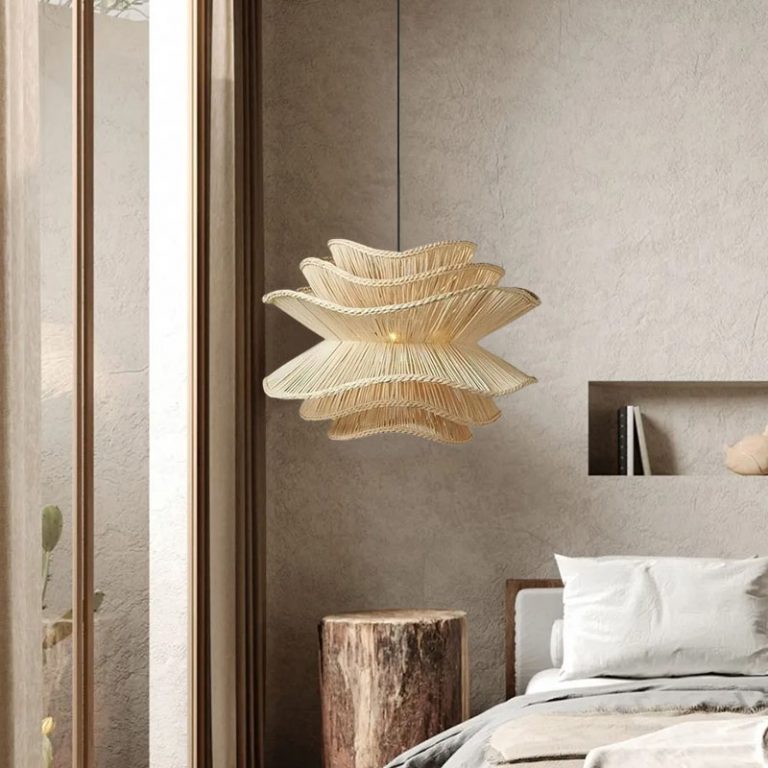 Vietnamese Flower Rattan Chandelier - Artistic Boho Ceiling Light