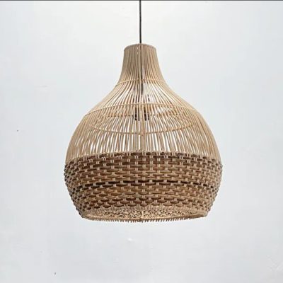 Bottom Tan Brown Rattan Pendant Light Rattan Lamp Shade