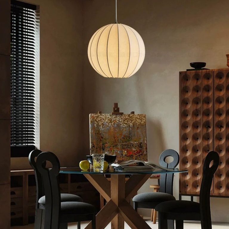 Minimalist Silk Fabric Globe Pendant Lights for Serene Spaces