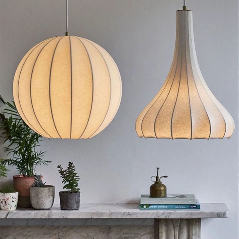 Minimalist Silk Fabric Globe Pendant Lights for Serene Spaces