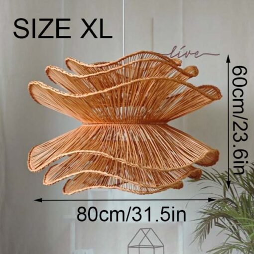 Vietnamese Flower Rattan Chandelier - Artistic Boho Ceiling Light