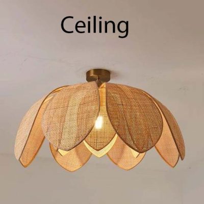 Flower Petal Rattan Pendant Light - Soft Bloom Inspired Ceiling Lamp