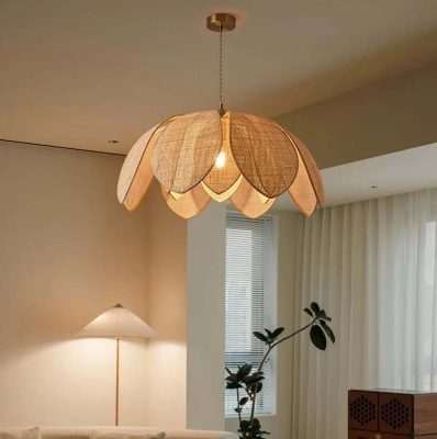 Flower Petal Rattan Pendant Light - Soft Bloom Inspired Ceiling Lamp