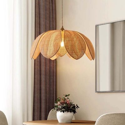 Flower Petal Rattan Pendant Light - Soft Bloom Inspired Ceiling Lamp