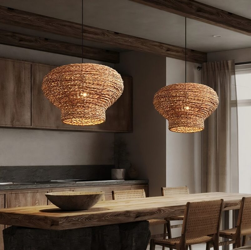 Wicker Beehive Pendant Light Woven Rattan Lampshade