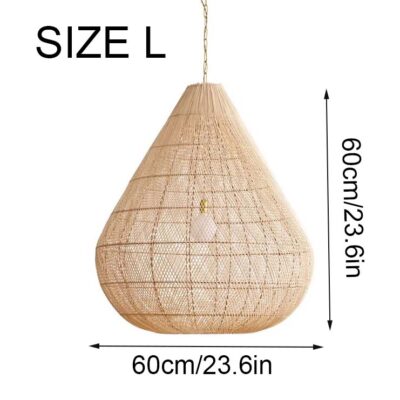 Teardrop Wicker Rattan Light, Handcrafted Pendant for Rustic Decor