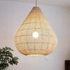 Teardrop Wicker Rattan Light, Handcrafted Pendant for Rustic Decor
