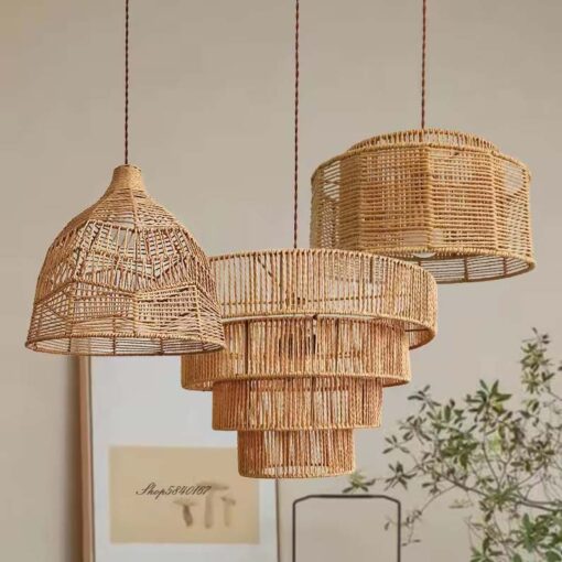 Wabi Sabi Paper Rope Pendant Light Tiered Lampshade
