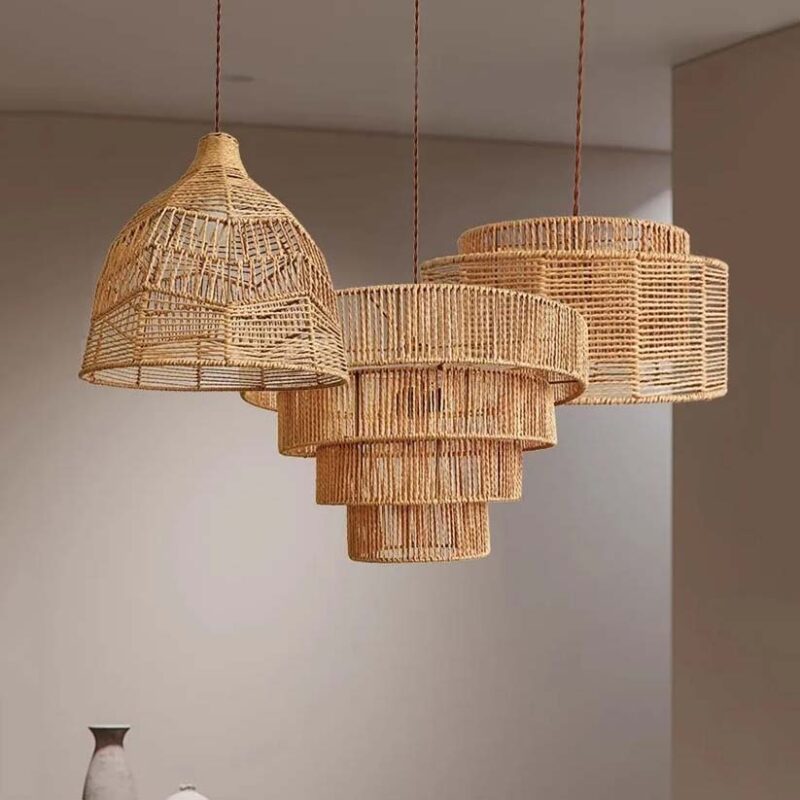 Wabi Sabi Paper Rope Pendant Light Tiered Lampshade