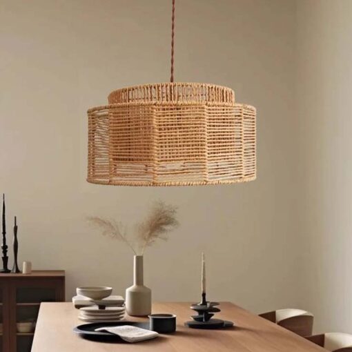 Wabi Sabi Paper Rope Pendant Light Tiered Lampshade