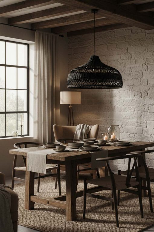 15+ Organic Modern Black Rattan Lights for a Warm, Bold Home